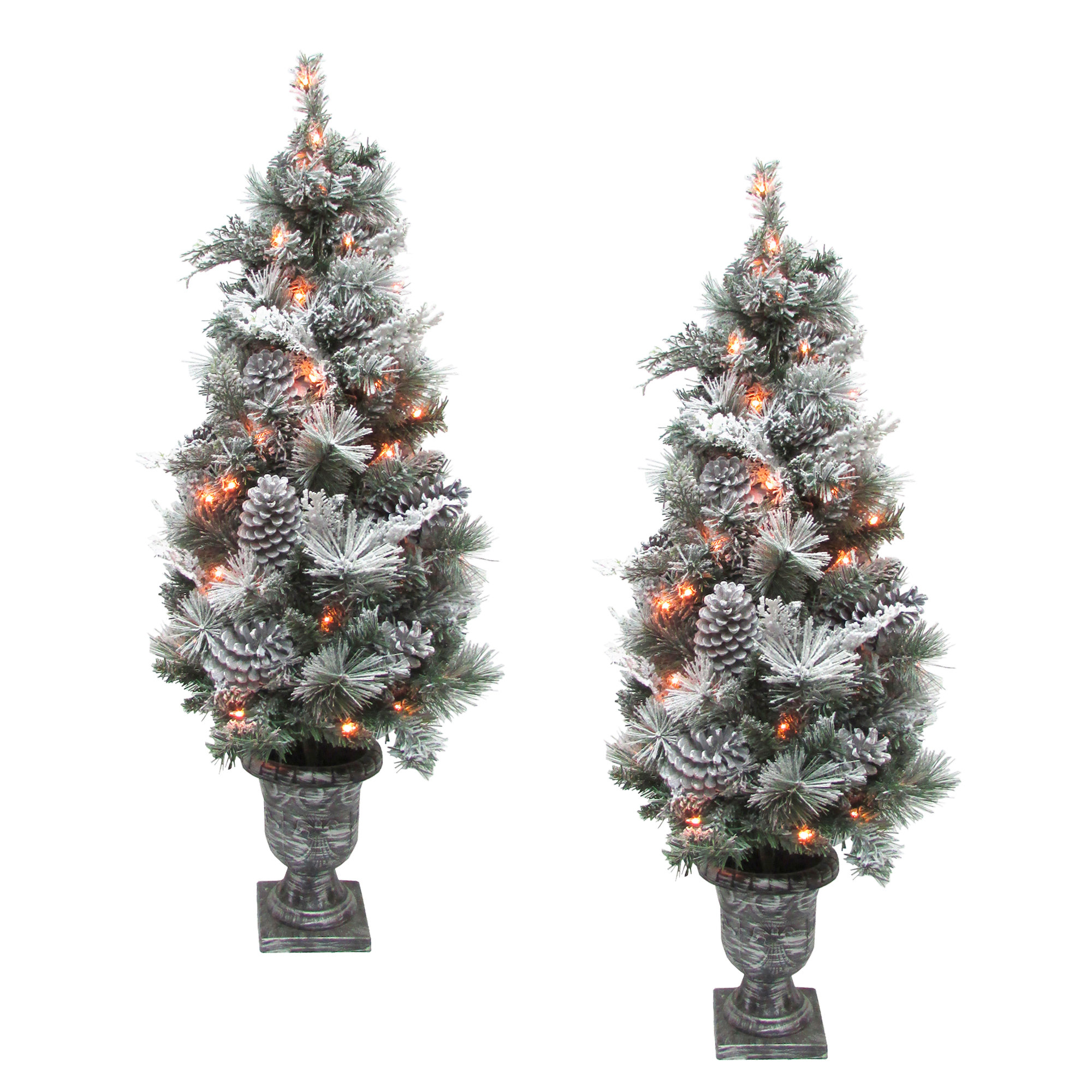 Fraser Hill Farm 4' Green/White Pine Artificial Christmas Tree with 40 ...