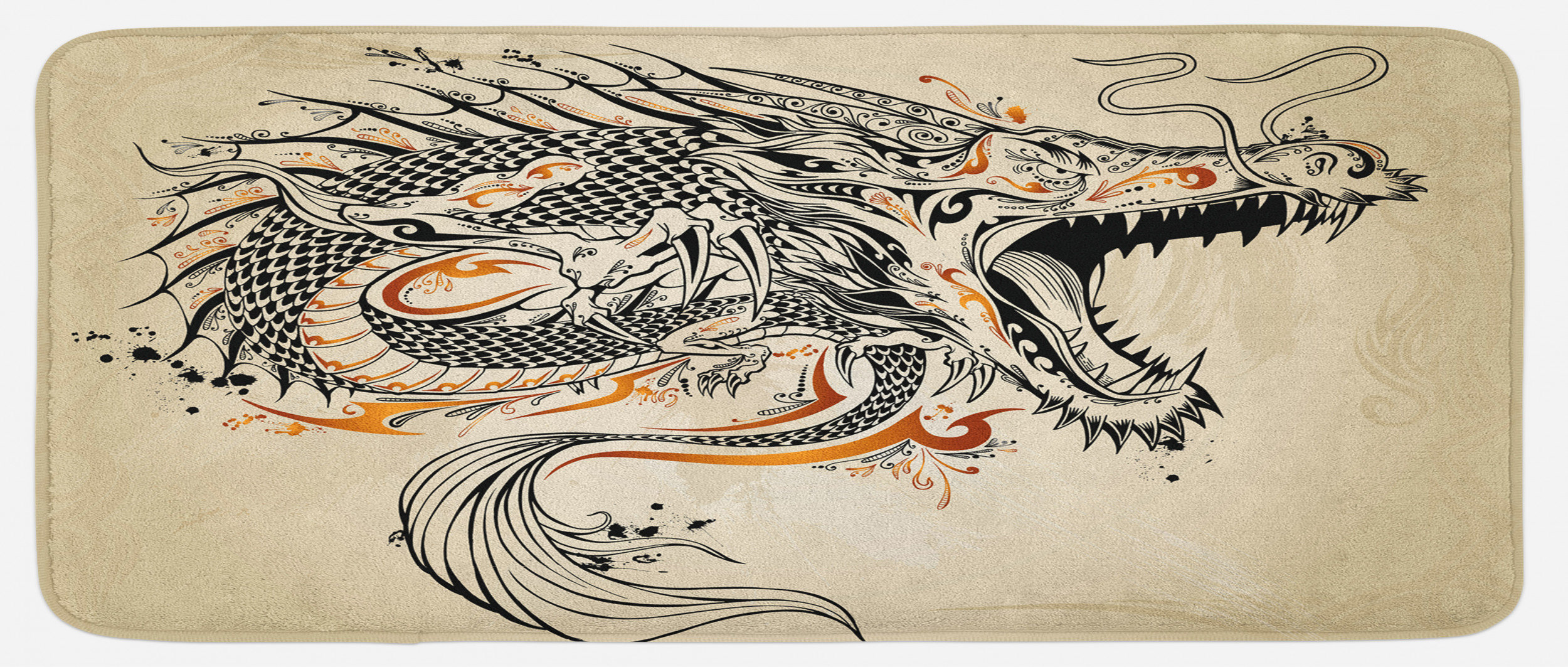 East Urban Home Doodle Style Roaring Creature With Tail Fangs Scales ...