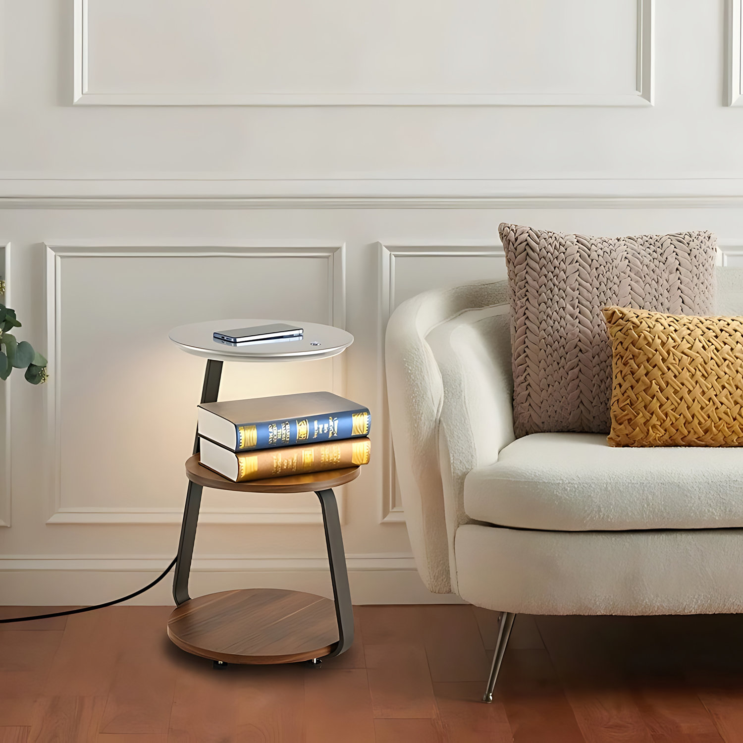 Wrought Studio Kleopas Metal Nightstand with Integrated LED Light 3 ...