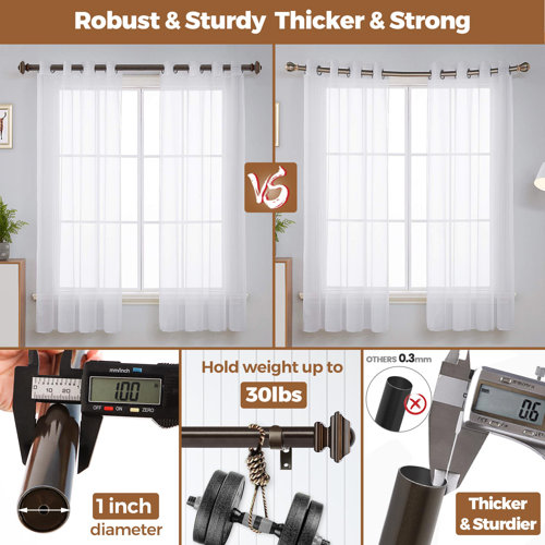 House of Hampton® Bloxom Adjustable Overall Width Single Curtain Rod ...