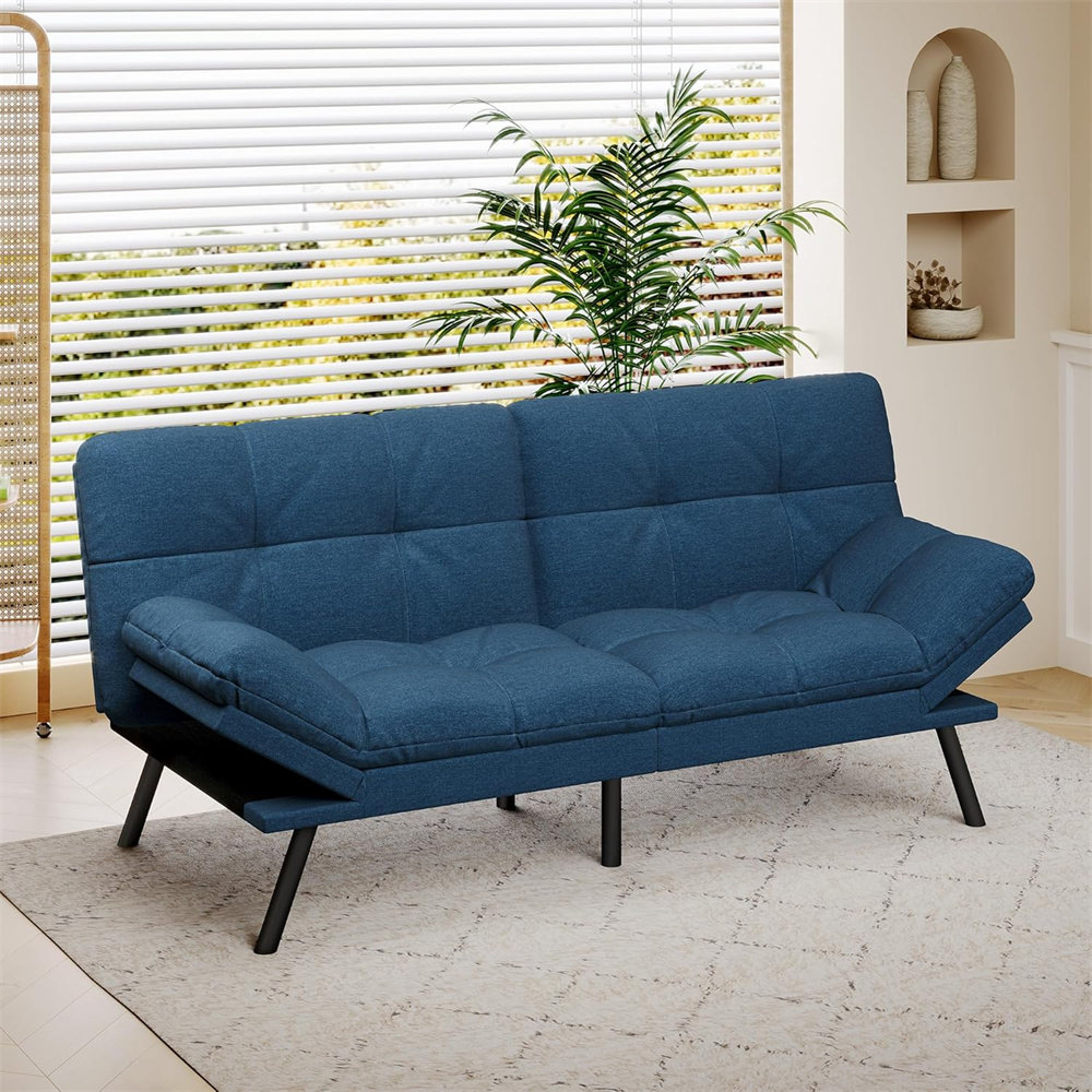 George Oliver 71" Convertible Futon Sofa,Memory Foam Futon Couch Bed ...