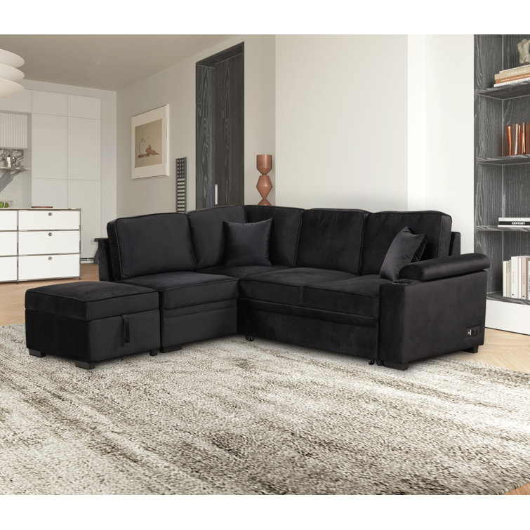 Mercer41 Shanet 87.4'' Velvet Sleeper Sofa | Wayfair