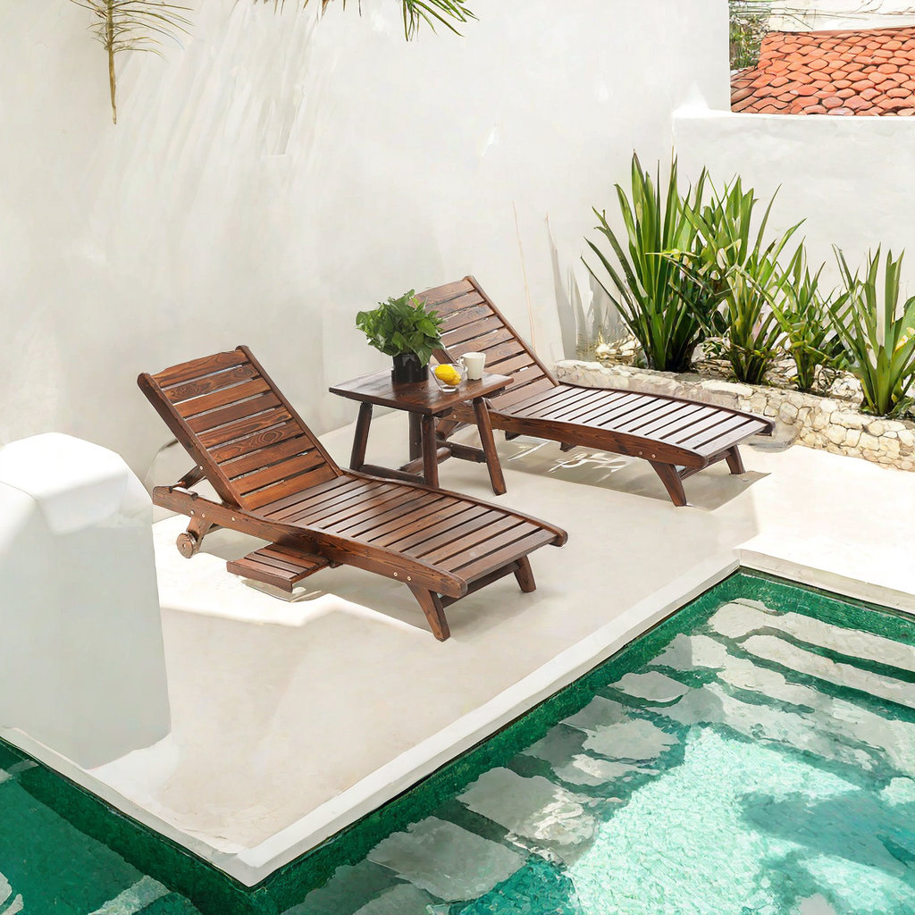 Hokku Designs Nyvea Outdoor Chaise Lounge Set with Table | Wayfair