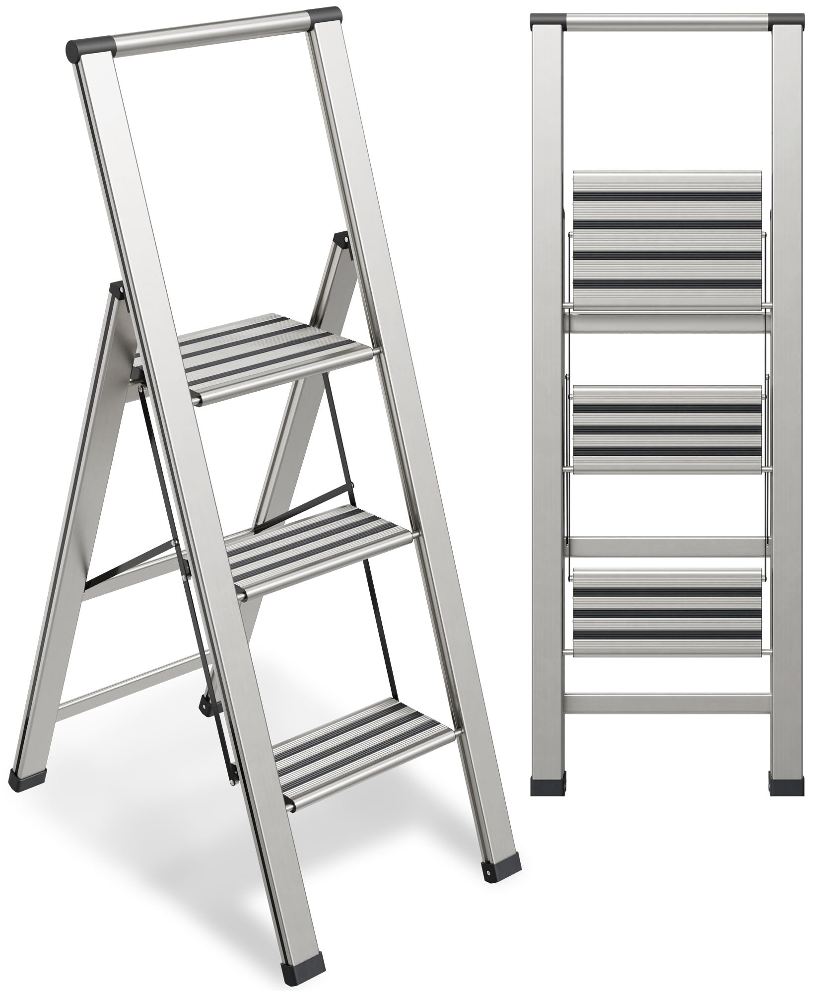 Sorfey Premium 3 Step Modern Aluminum Ladder. Lightweight,-Ultra Slim ...