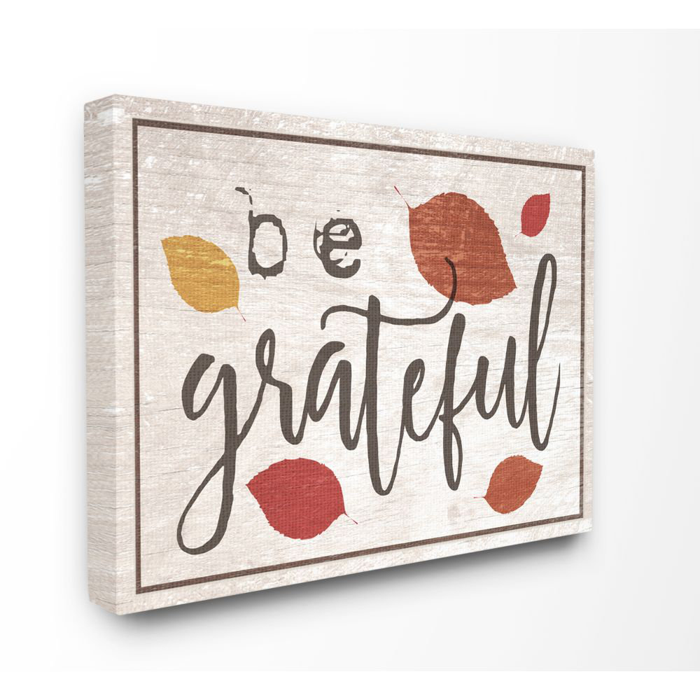 Ophelia & Co. Be Grateful Fall Leaves Typography Canvas Wall Art by ...