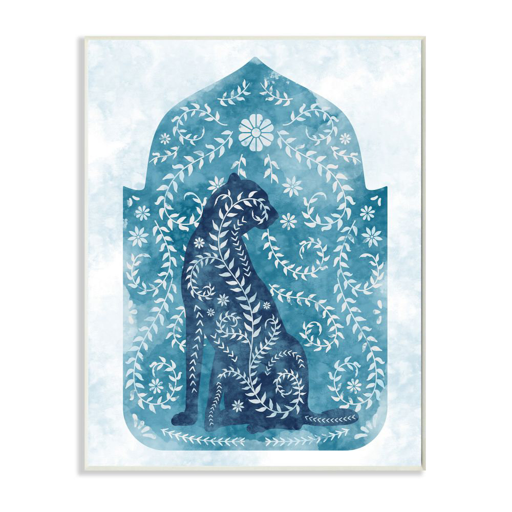 Bungalow Rose Regal Cheetah Jungle Animal Vines Blue Arabesque ...