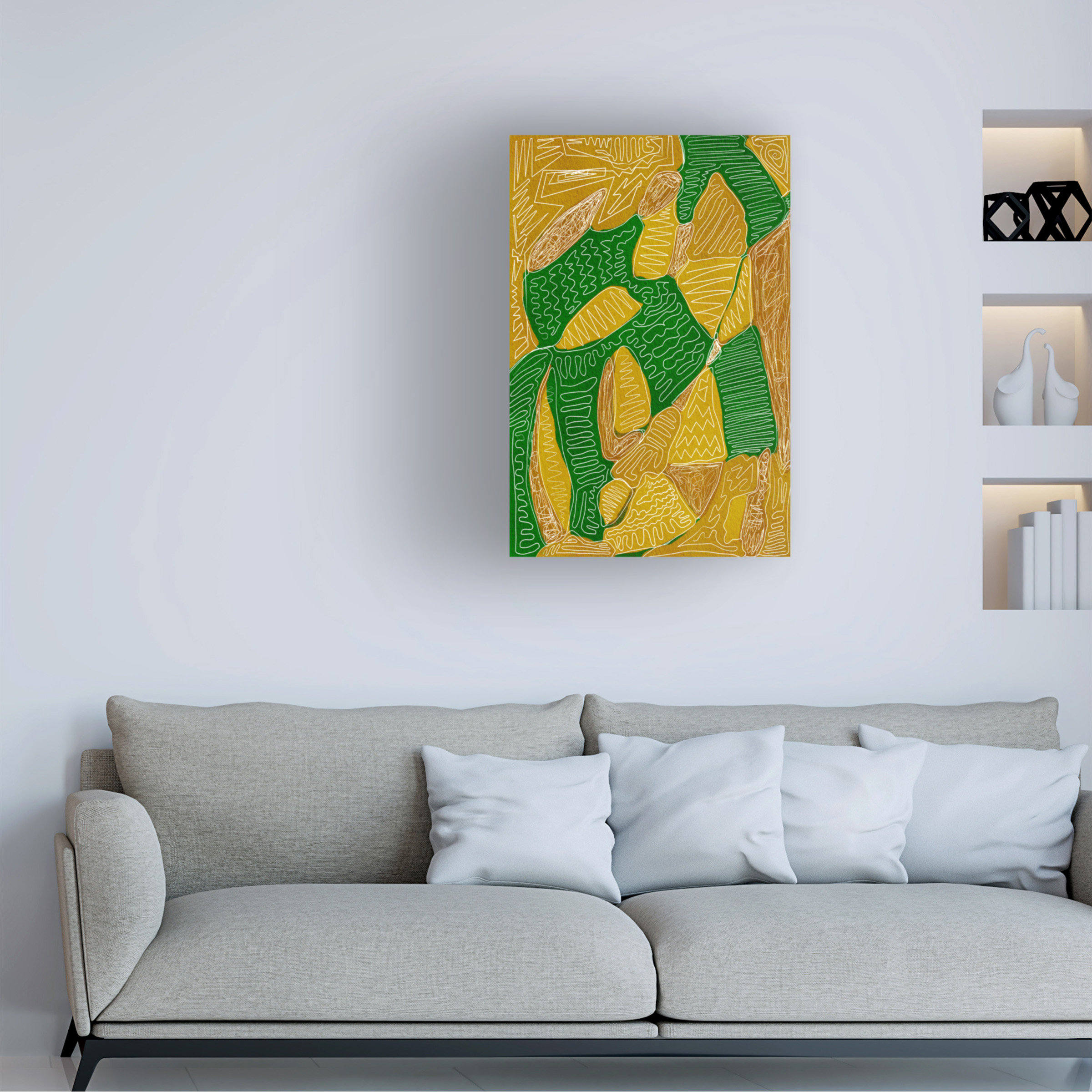 Ebern Designs Bolog Sharyn Bursic Gold And Green Abstract Canvas Art ...
