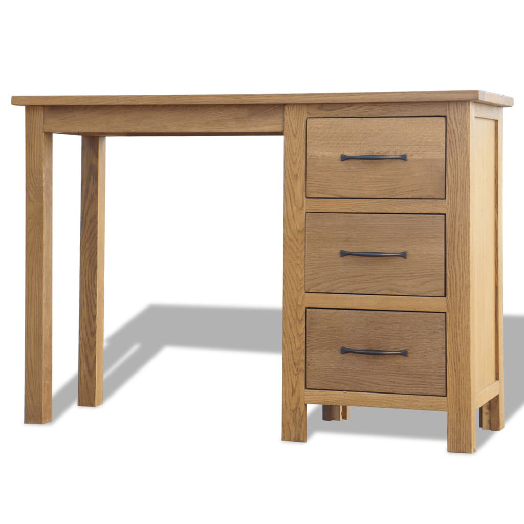 Millwood Pines Desk with 3 Drawers Solid Oak Wood 41.7" x 15.7" x 29.5 ...