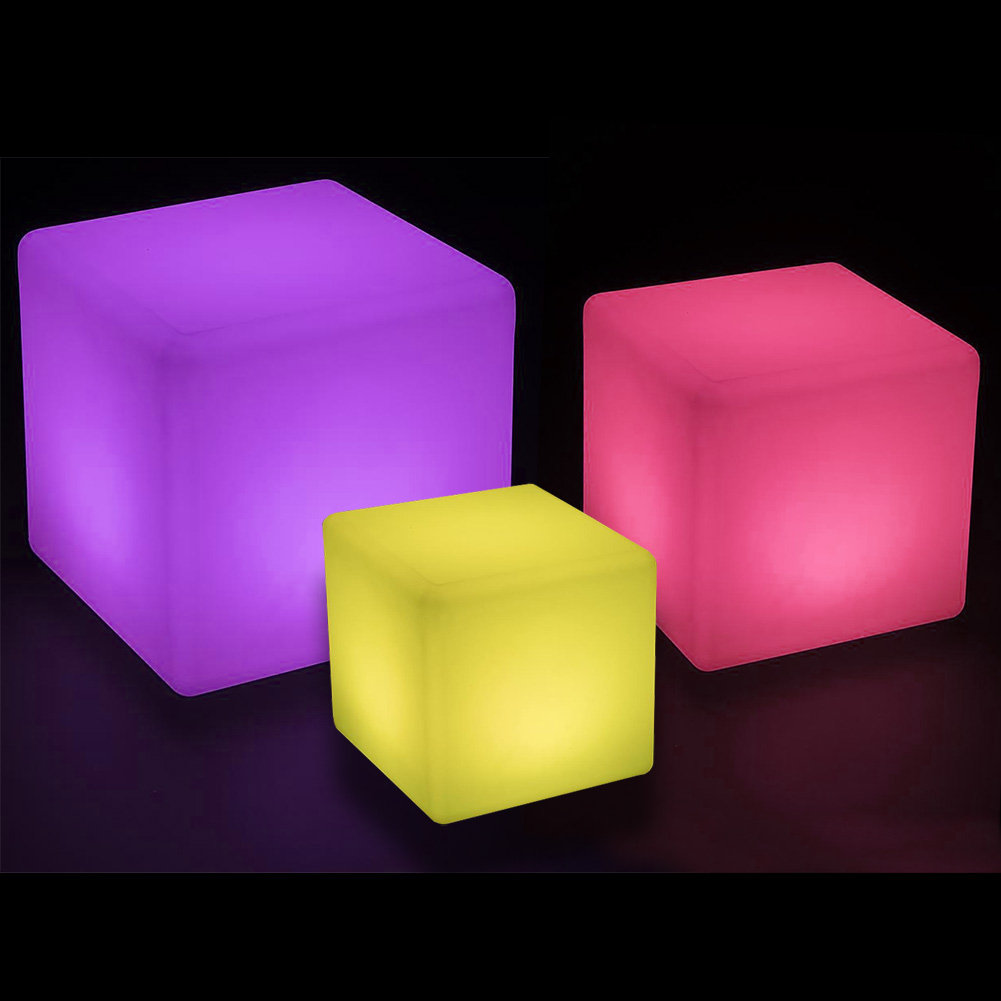 Wrought Studio™ Modern Home LED Glowing Cube Box Stool w/Infrared ...