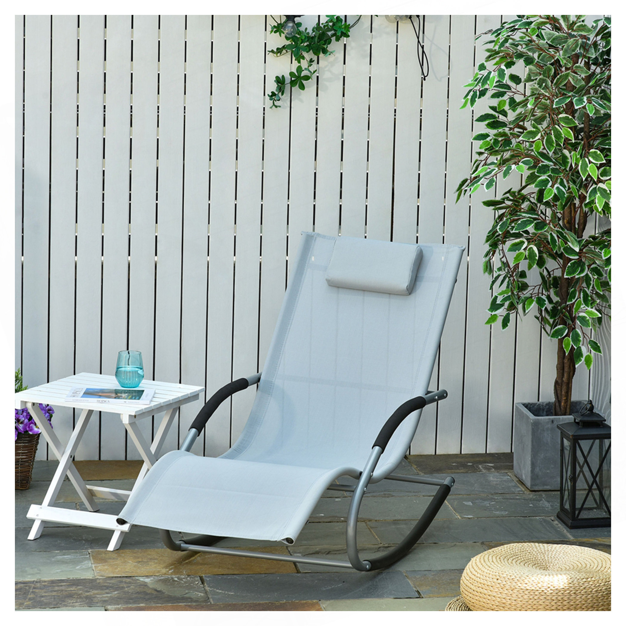 Wrought Studio Outsunny Zero Gravity Rocking Chair Outdoor Chaise ...