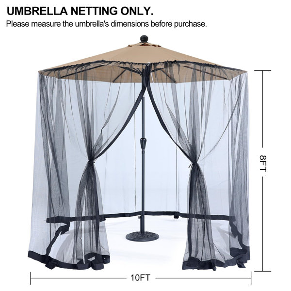 Arlmont & Co. Othe 7.5-11 ft Patio Umbrella Mosquito Net Screen Mesh ...