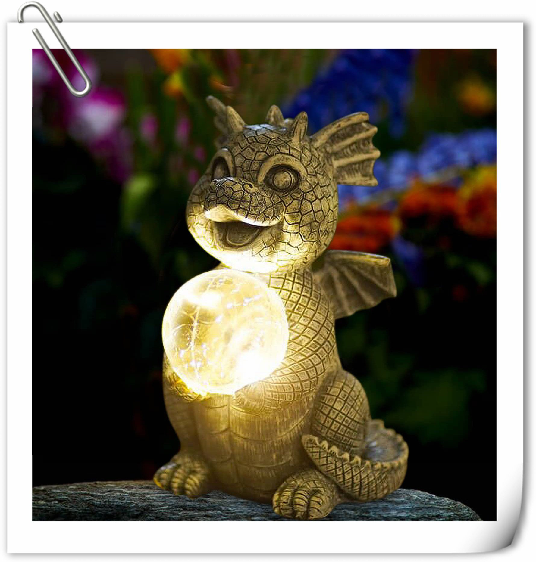 Trinx Solar Garden Statue Dragon Figurine- Garden Art With Solar ...