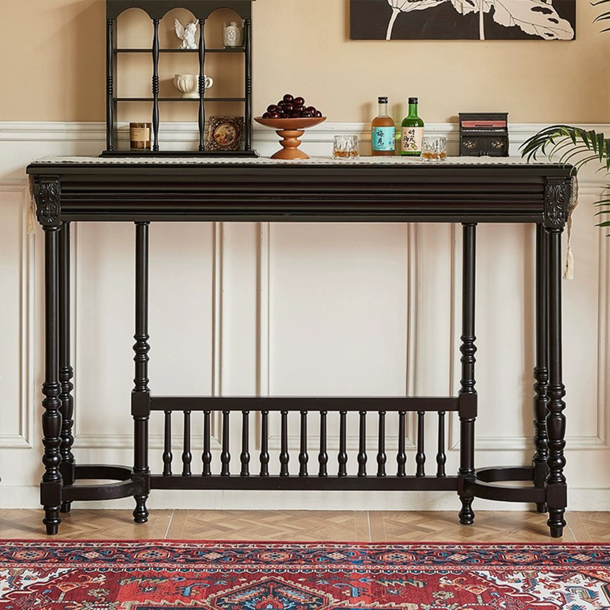 Corrigan Studio Black Solid + Manufactured Wood Rectangular Console ...