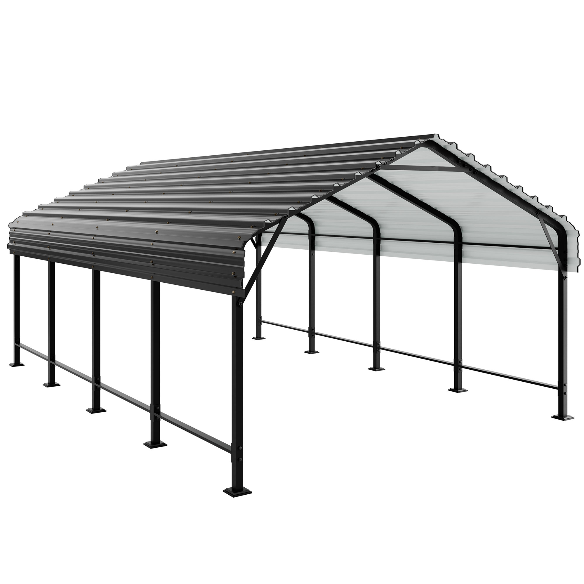 walsunny 12X20 FT Heavy Duty Carport Canopy with Galvanized Steel Roof ...