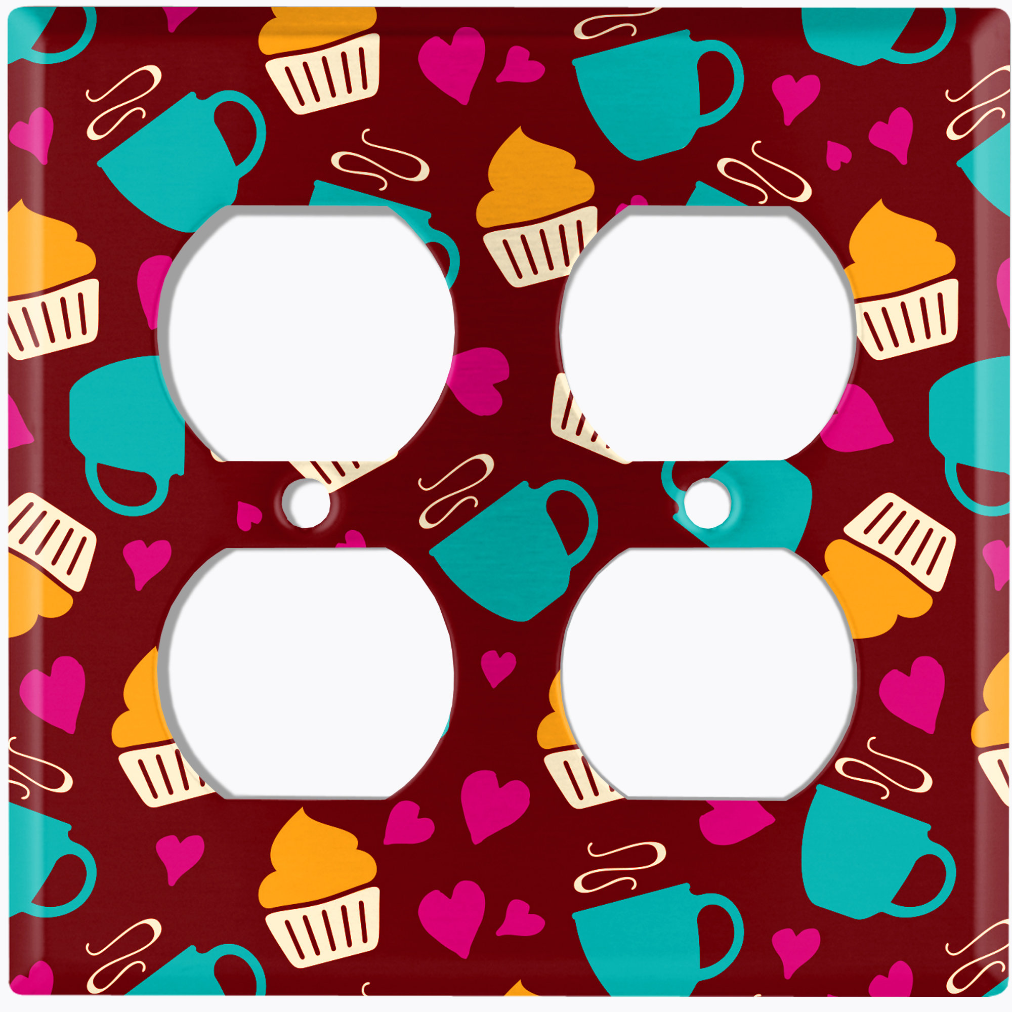 WorldAcc Metal Light Switch Plate Outlet Cover (Coffee Cups Cupcake ...
