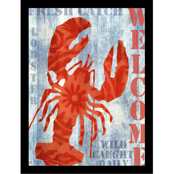 Buy Art For Less 'Lobster Welcome' by Jill Meyer Framed Graphic Art ...