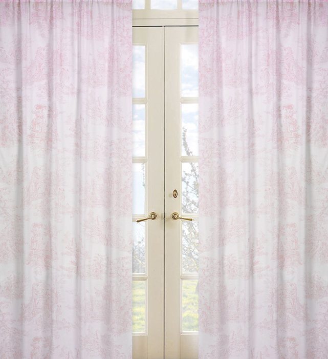 Sweet Jojo Designs Pink Toile Semi-Sheer Rod Pocket Curtain Panel Pair ...