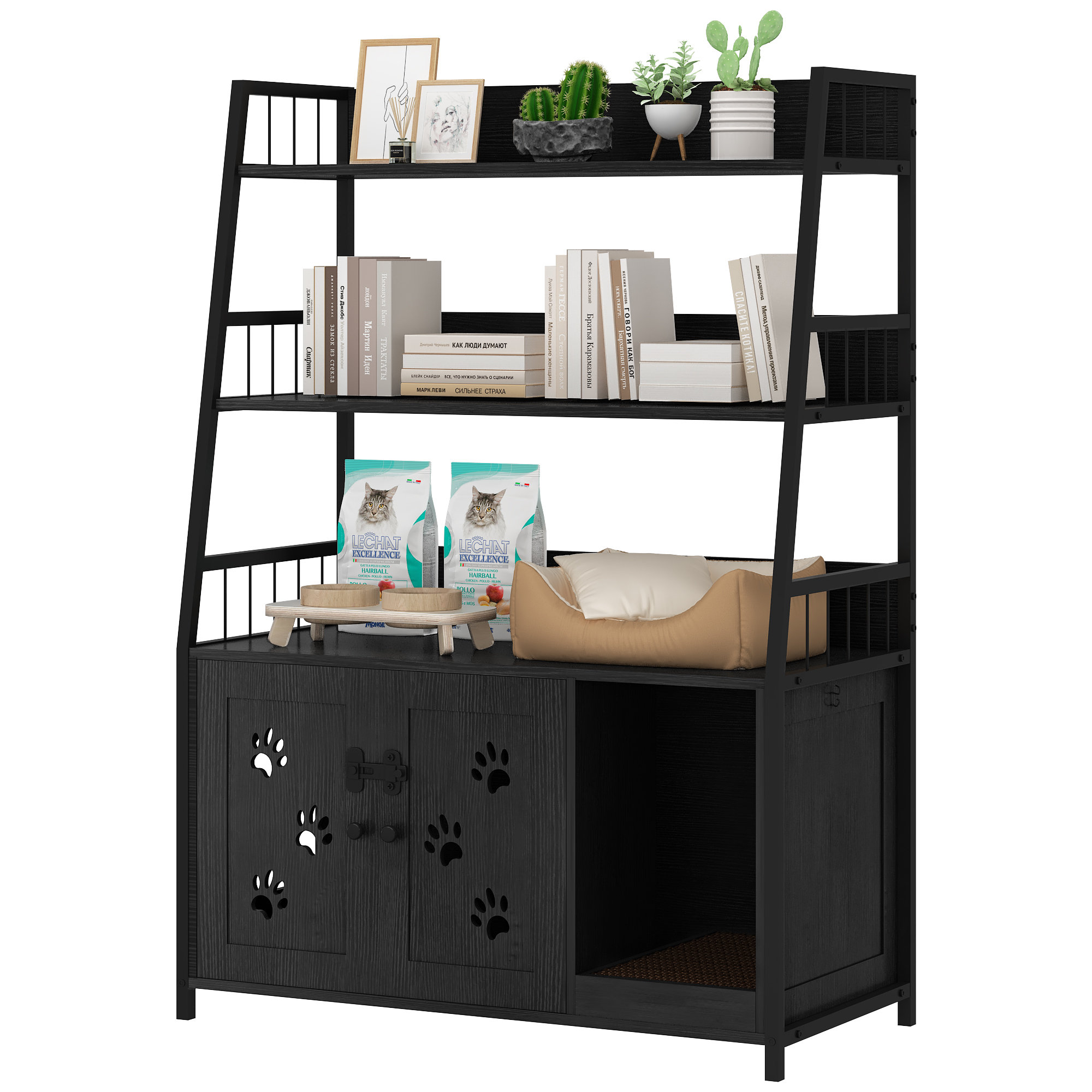 Tucker Murphy Pet™ Large Cat Litter Box Enclosure With Shelf Storage ...