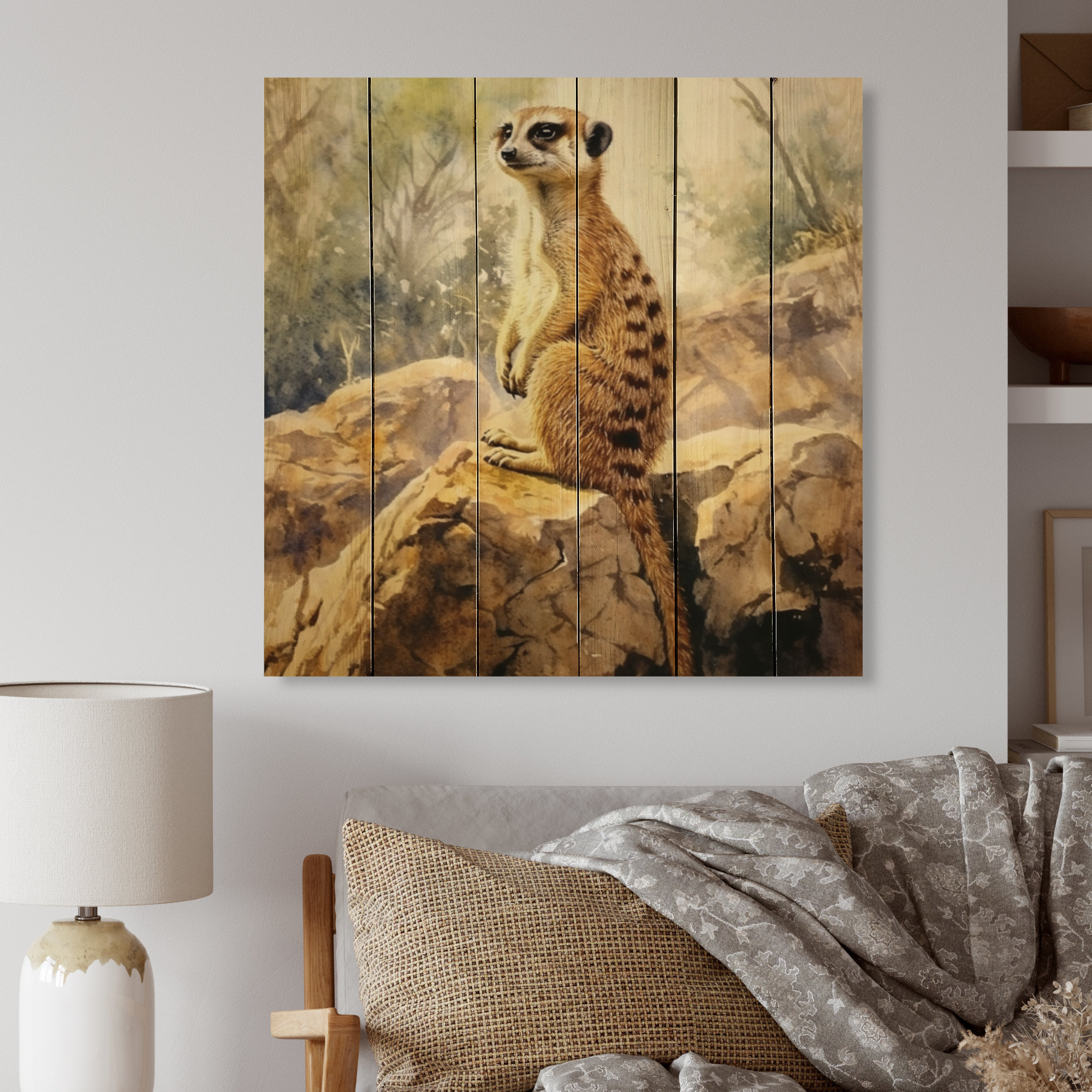 Millwood Pines Meerkat Watchers II On Wood Print | Wayfair