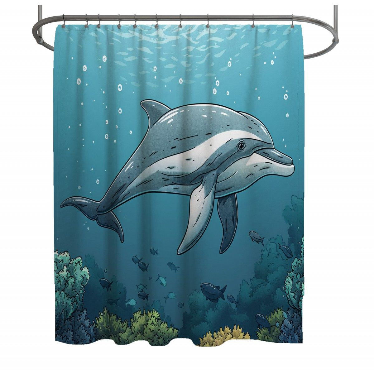 VisionDecor 12127_Swimming dolphin Shower Curtain - Sea life Bathroom ...