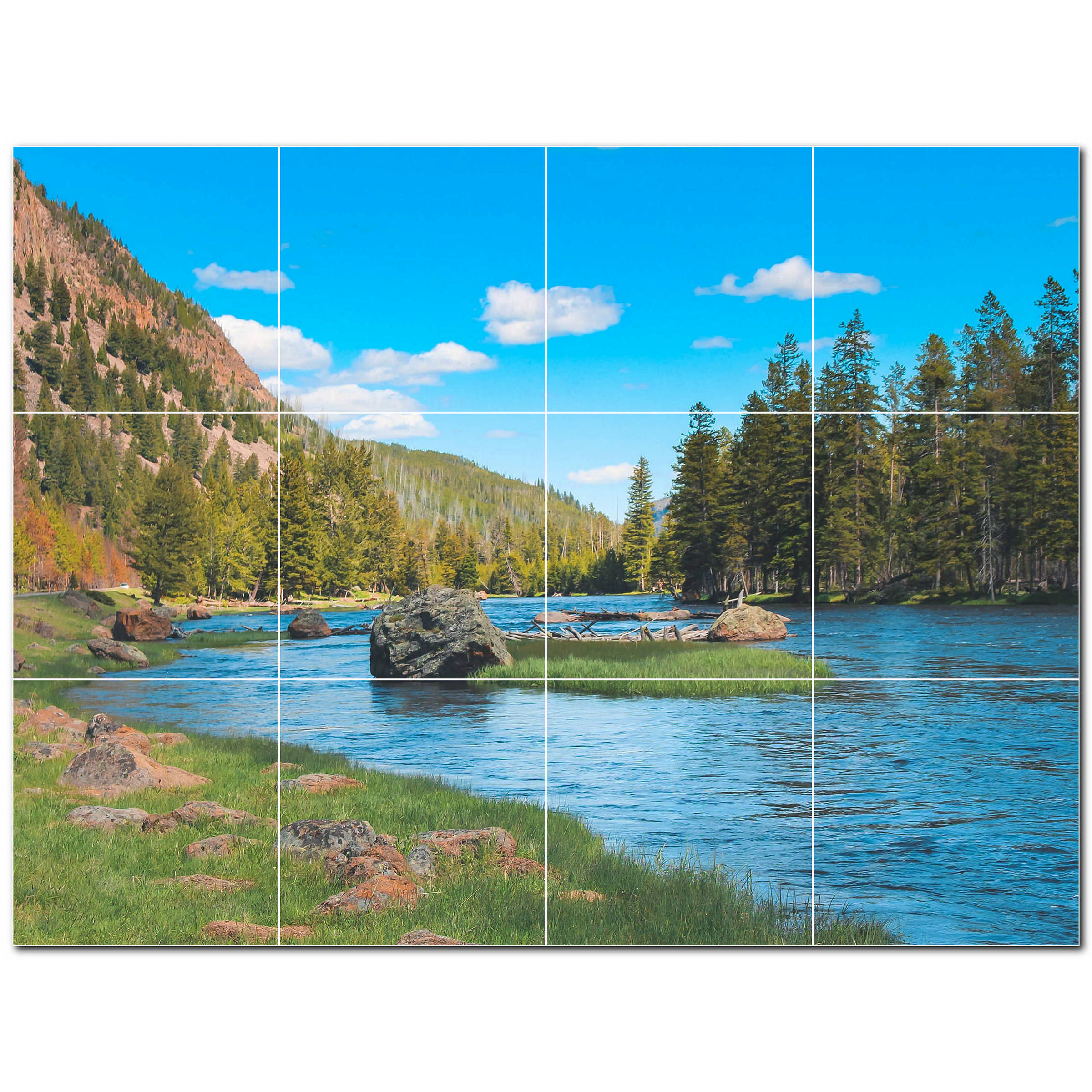 Picture-Tiles.com 32" x 24" Ceramic River Photo Decorative Mural Tile ...