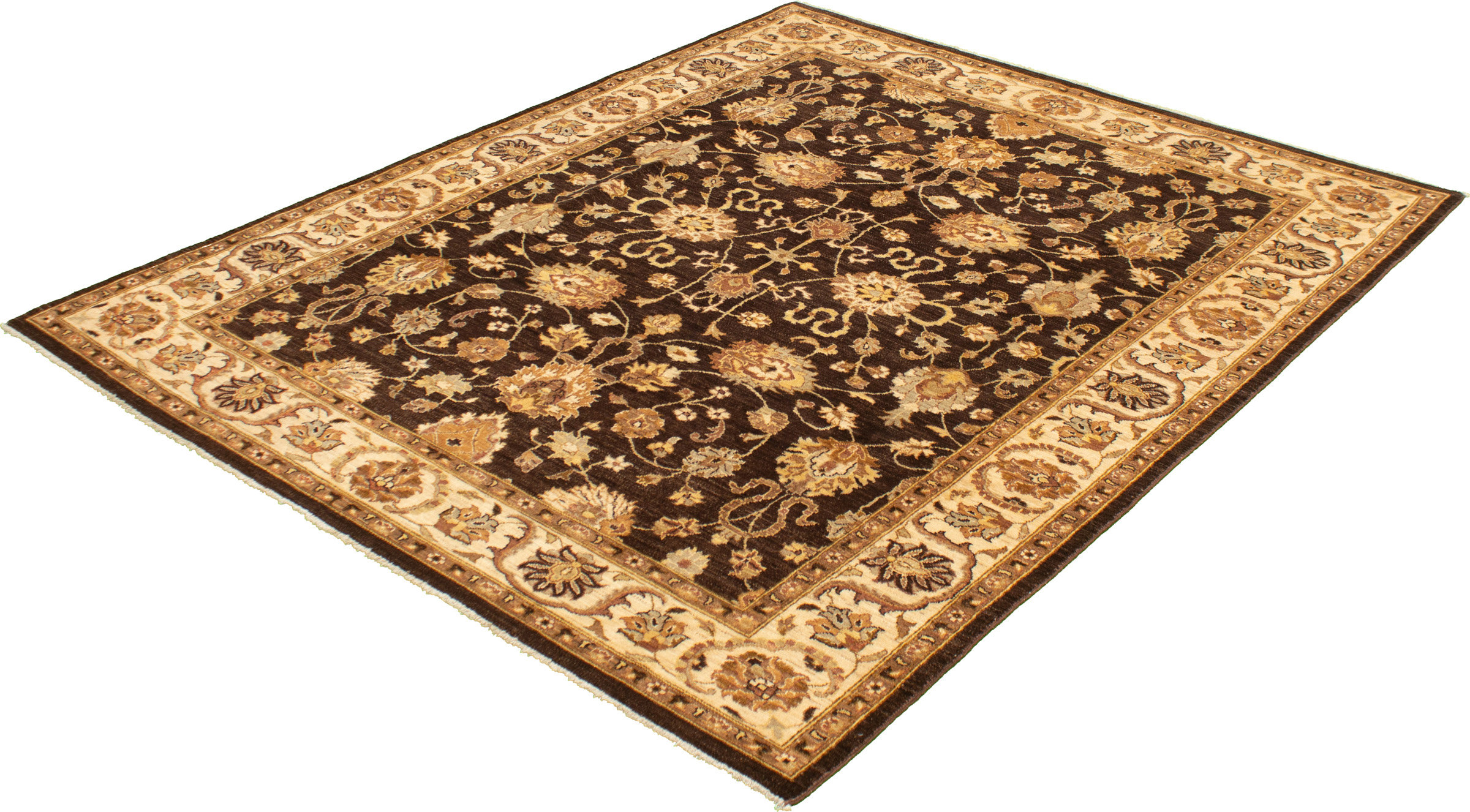 Isabelline One-of-a-Kind Allahna Hand-Knotted 2010s Chobi Brown/Beige 8 ...