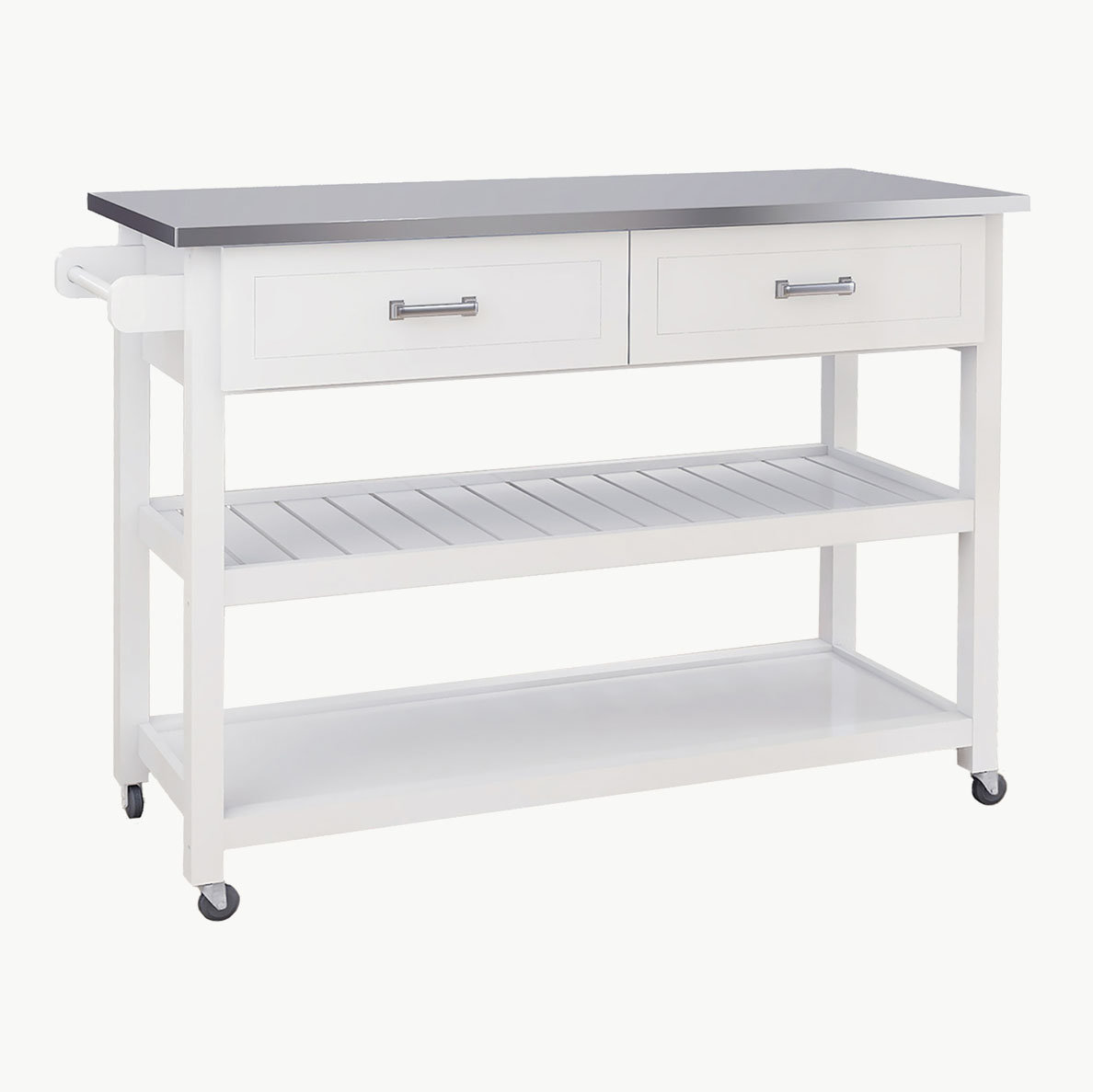 Ebern Designs Stainless Steel Table Top White Kicthen Cart With Two ...