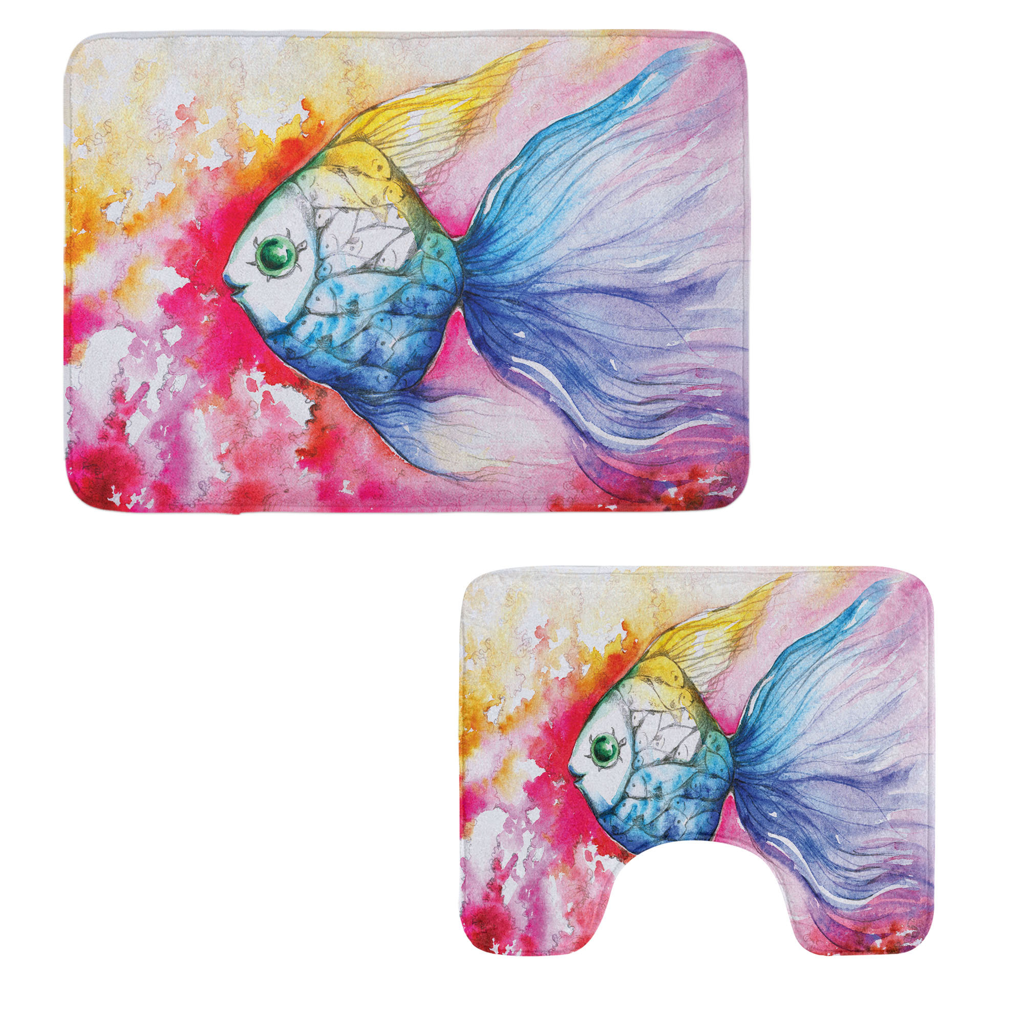Bay Isle Home™ Fish Bathroom Rug Set 2 Pieces Rectangle & Contour Mats ...