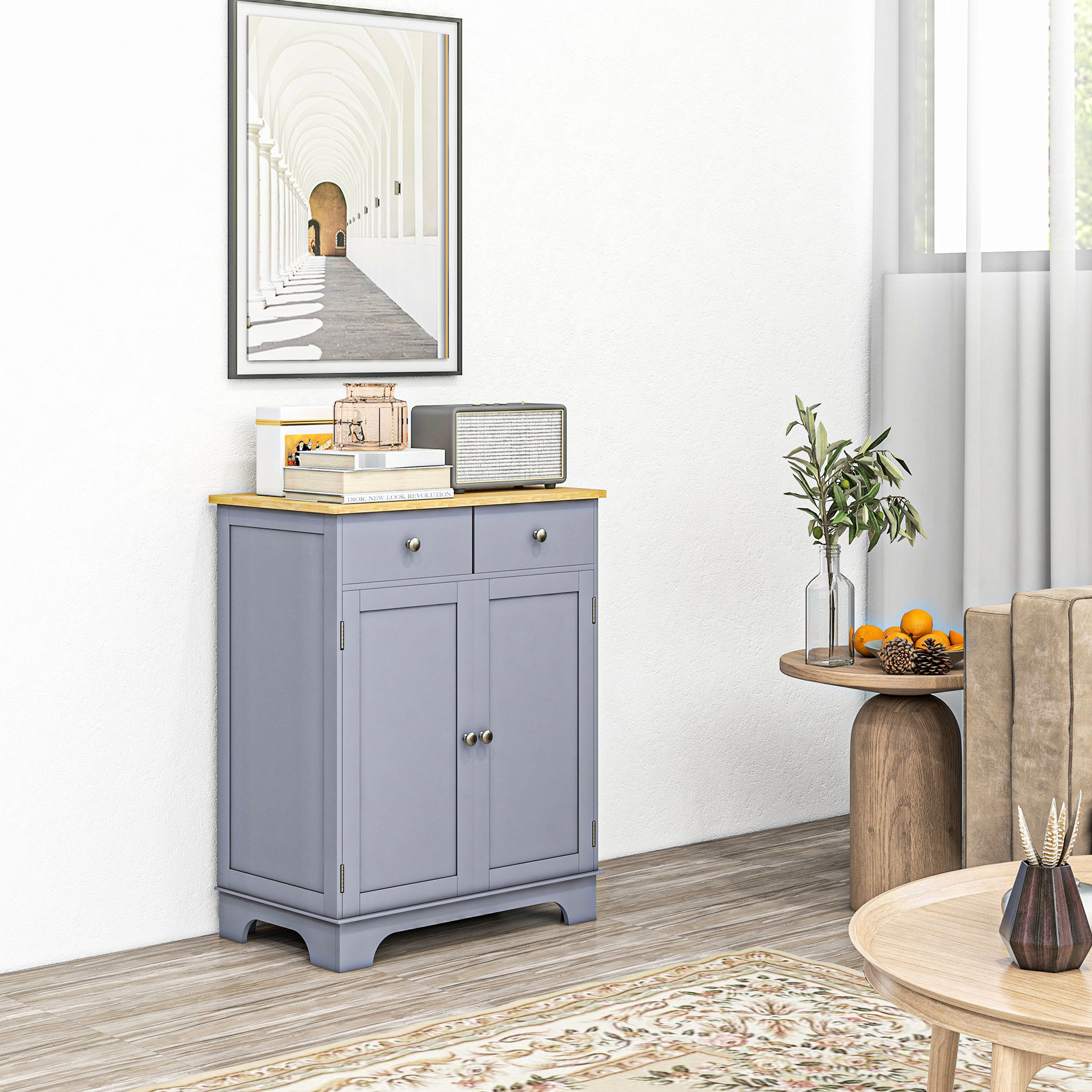 Latitude Run® Sideboard With Adjustable Shelf And 2 Drawers - Gray ...
