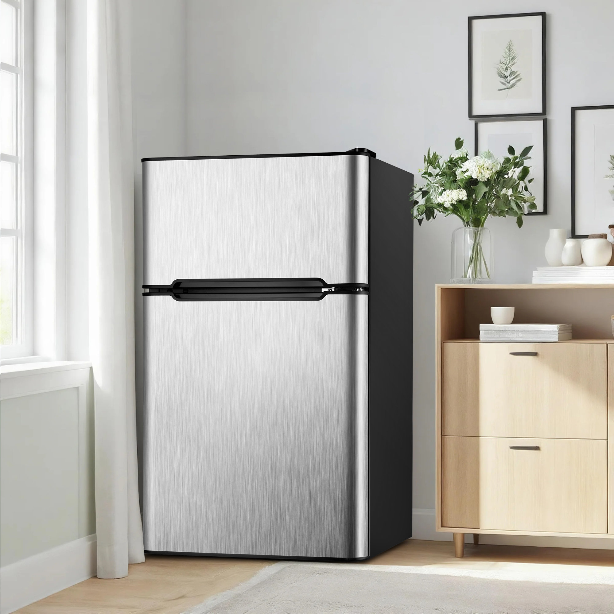 Simzlife 3.2 Cubic Feet Small Frige Convertible Mini Fridge with ...