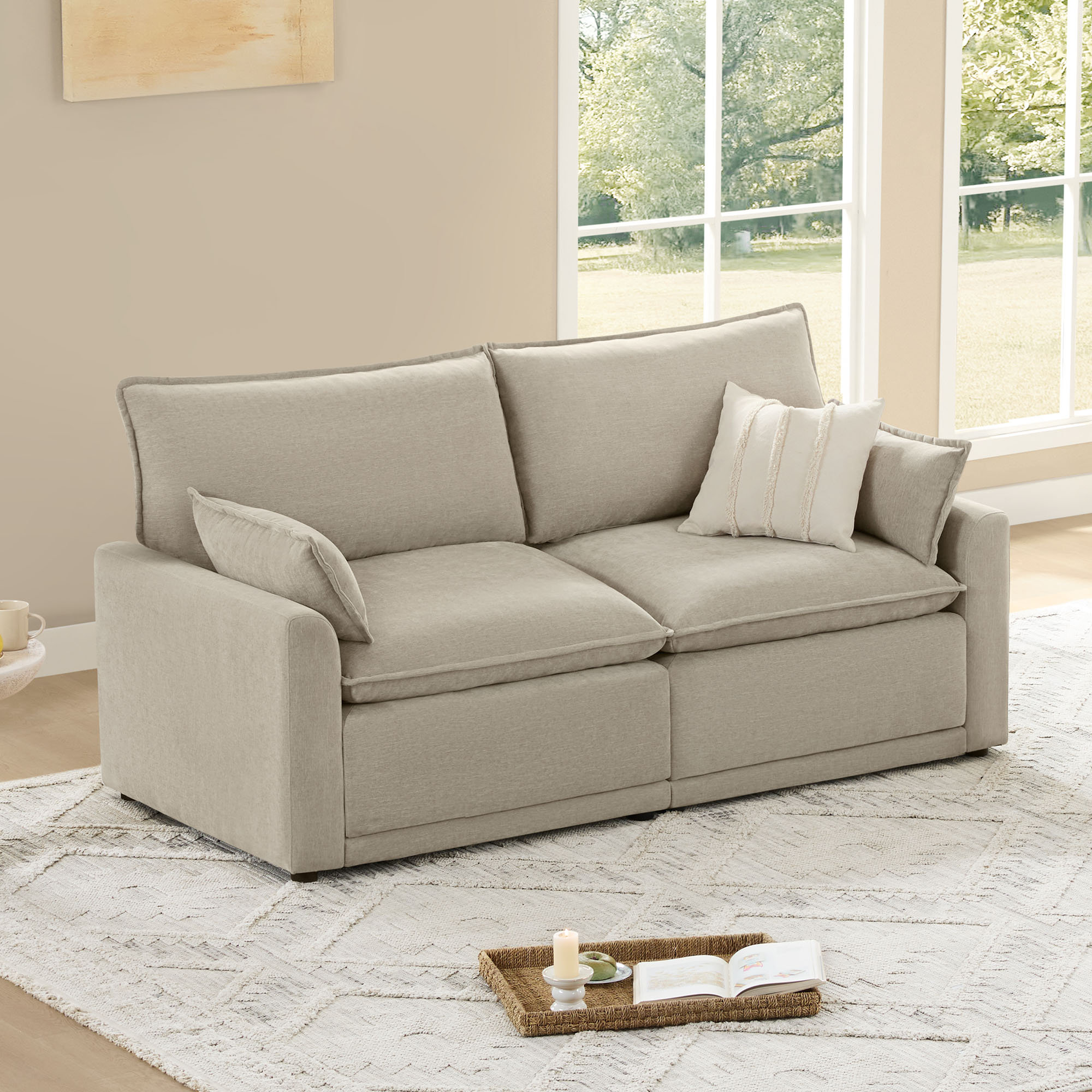 Latitude Run® Cloud 78.7''W 2PC Oversized Modular Loveseat with 7-Layer ...