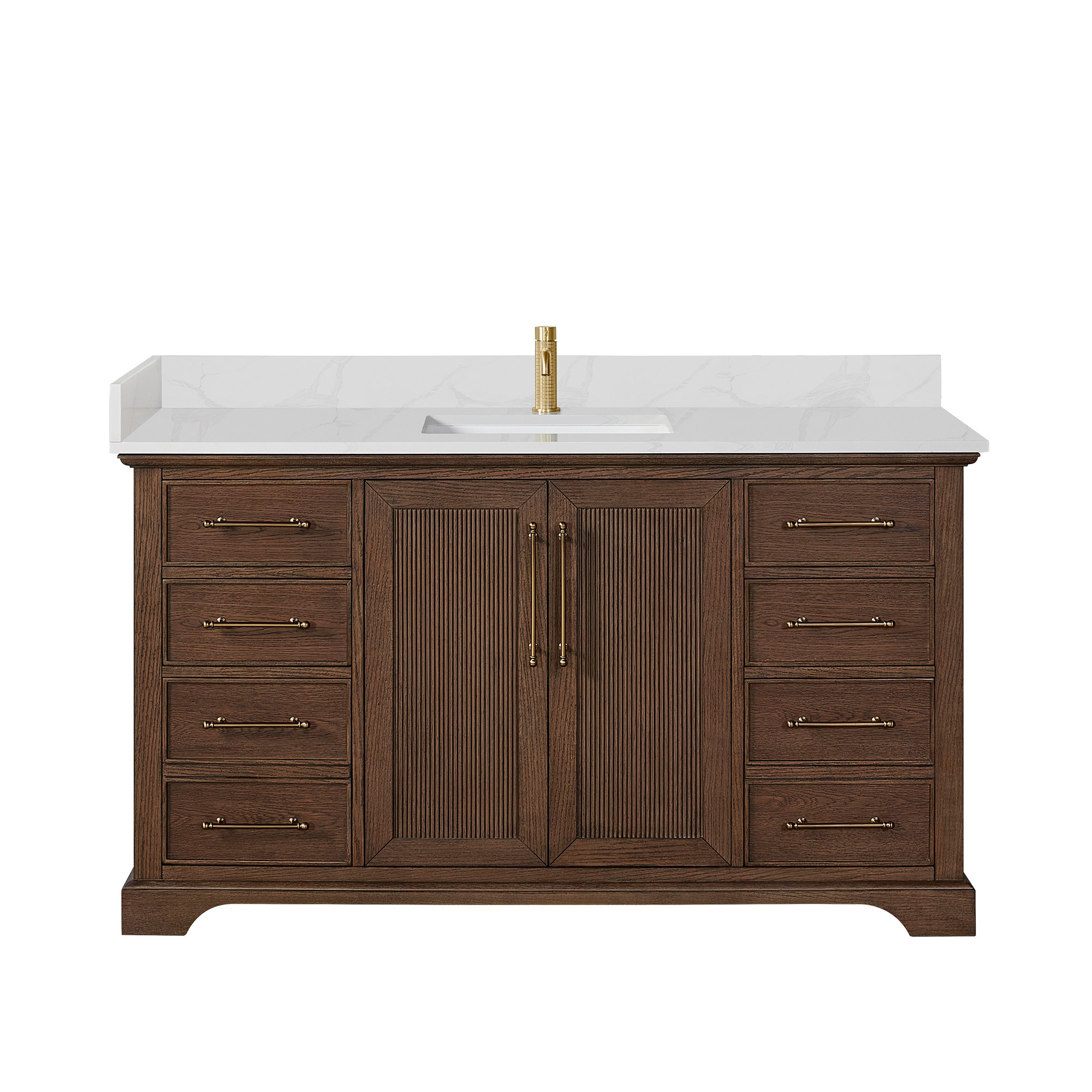 Charlton Home Delisma 60" Single Bath Vanity with Silk White Quartz ...
