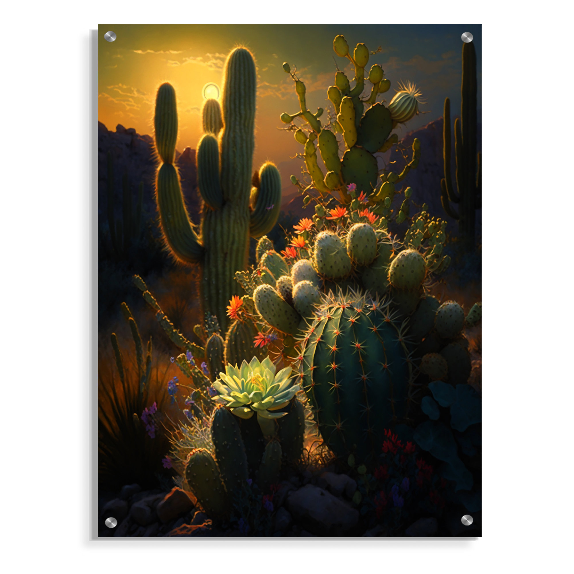 Union Rustic Cactus In Desert III - Mountains Acrylic Wall Art | Wayfair