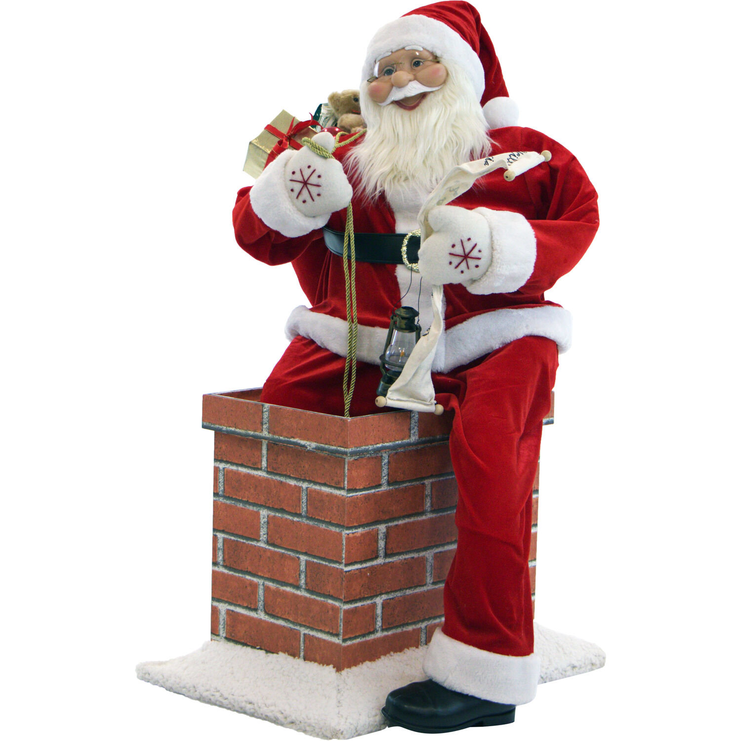 Fraser Hill Farm 4-ft. Santa Claus in Chimney Animatronic with List and ...