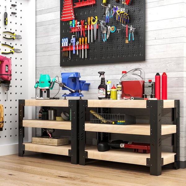 17 Stories Work Bench Leg Kit, Adjustable Workbench for Garage Storage ...
