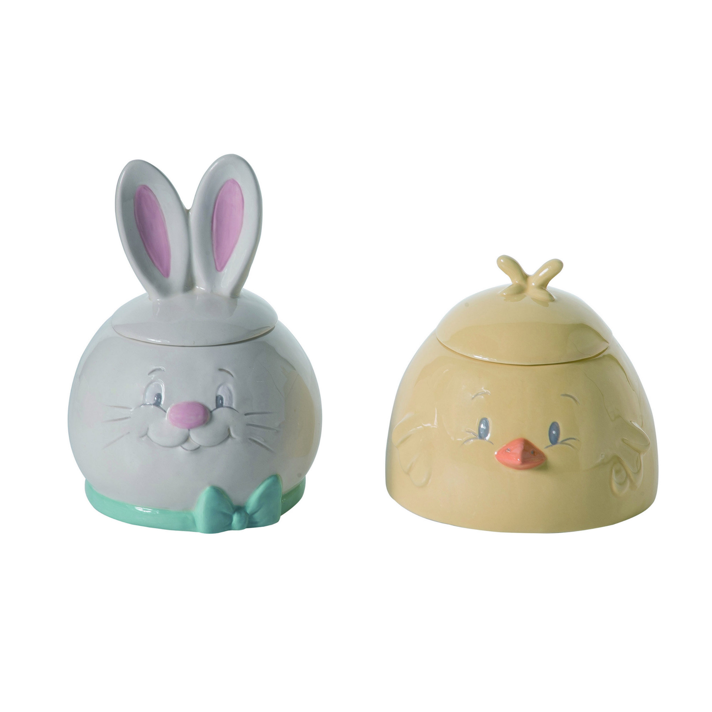 The Holiday Aisle® Ceramic Figurine Easter Bunny & Peep Container w/Lid ...