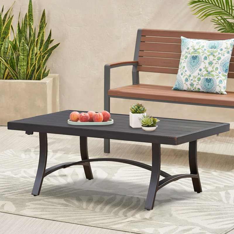 Red Barrel Studio® Rectangular Metal Outdoor Coffee Table | Wayfair