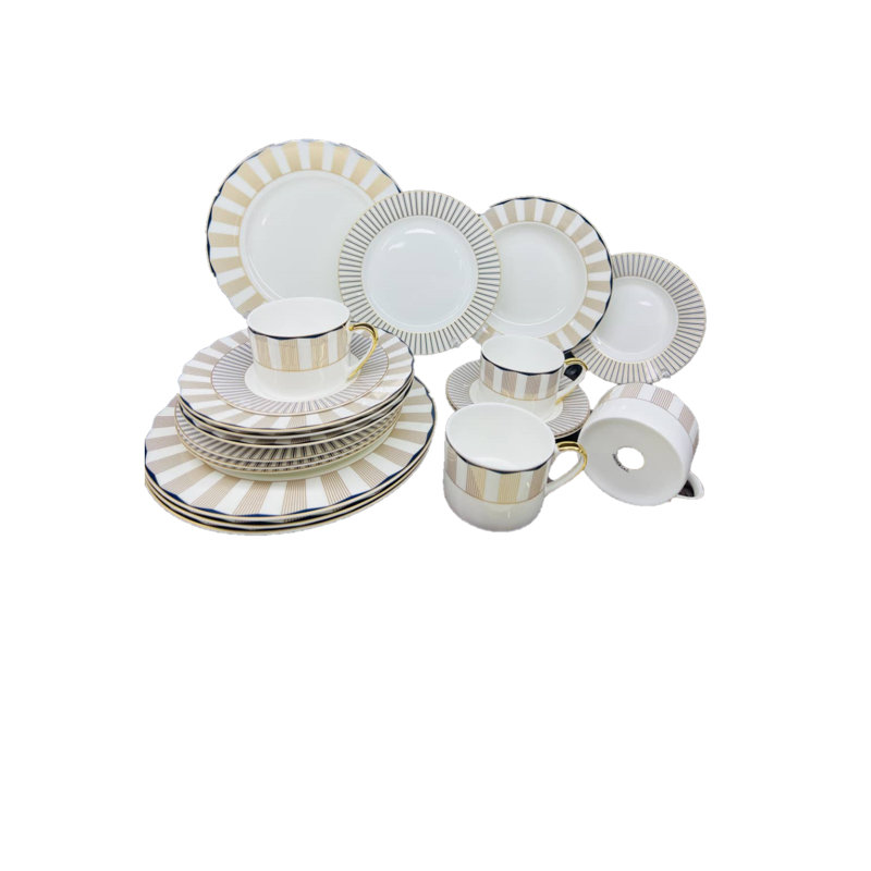 Gracie Oaks Mascolo Imperial Domus Wave 20 Pc Bone China Dinner Set ...