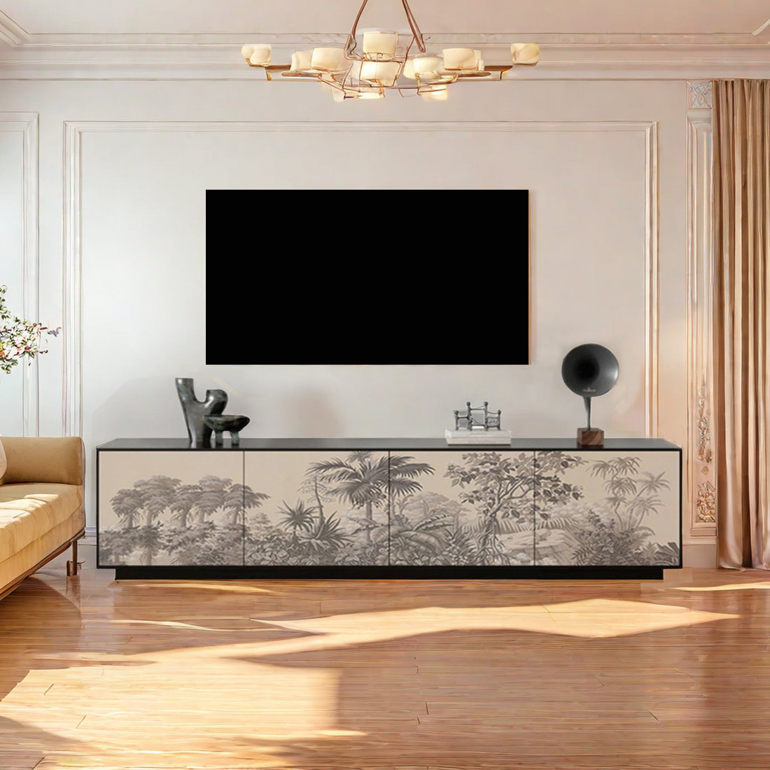 Aurora Craft French Retro Walnut TV Stand With Enclosed Bottom 86.61 ...