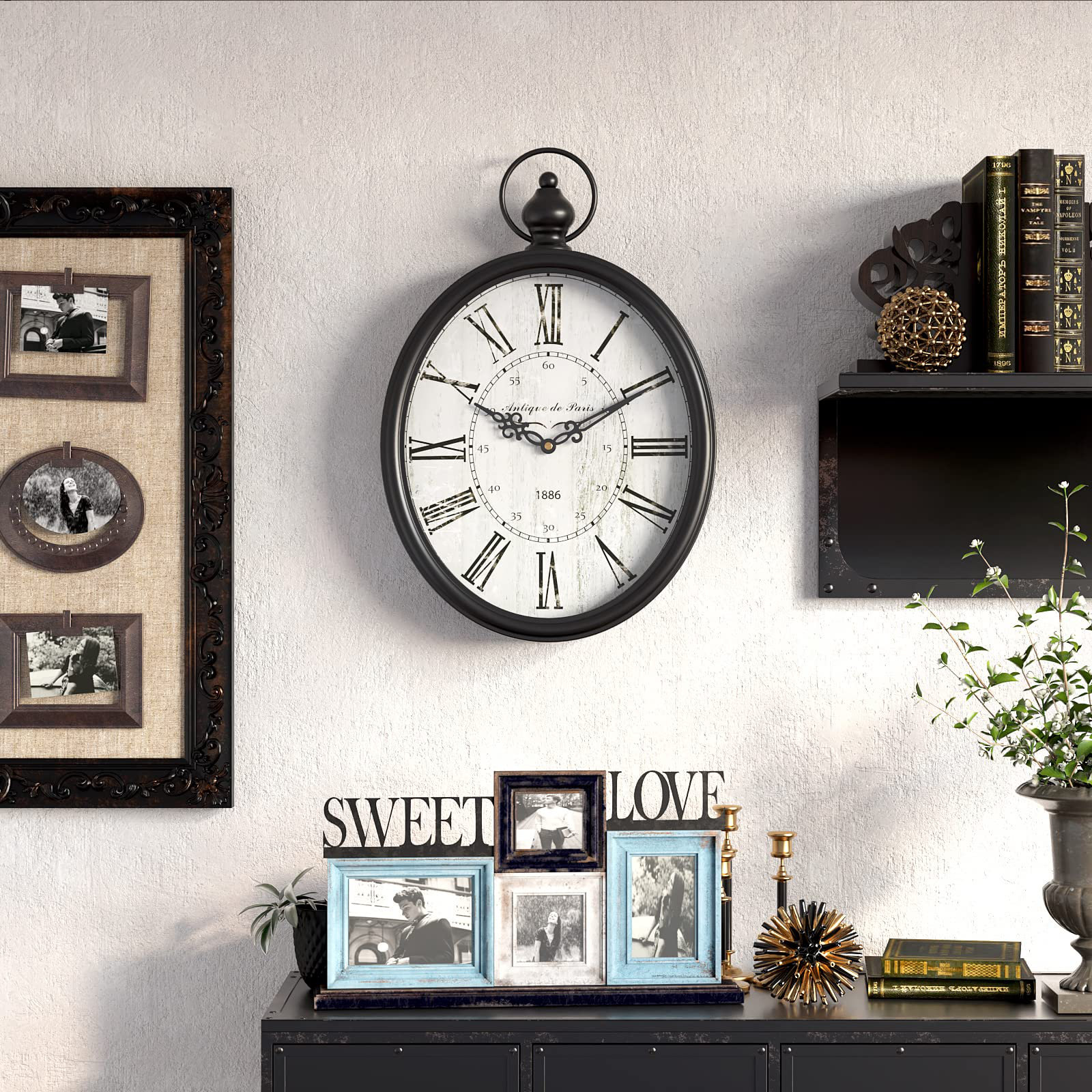 Williston Forge Oval Decorative Vintage Wall Clock, Antique Design ...