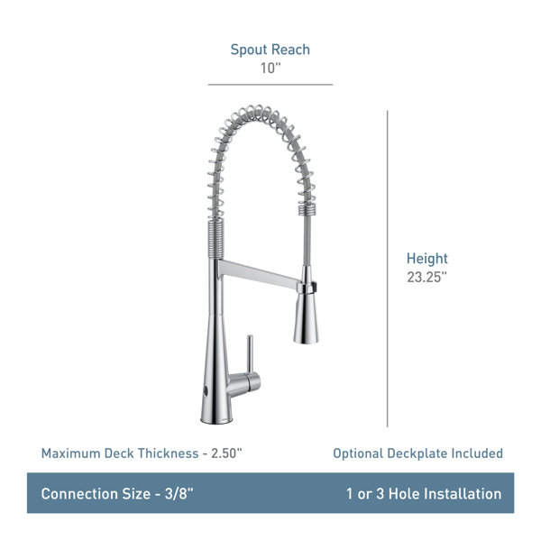Moen Sleek MotionSense Wave Single Handle Pre-Rinse Spring Pulldown ...