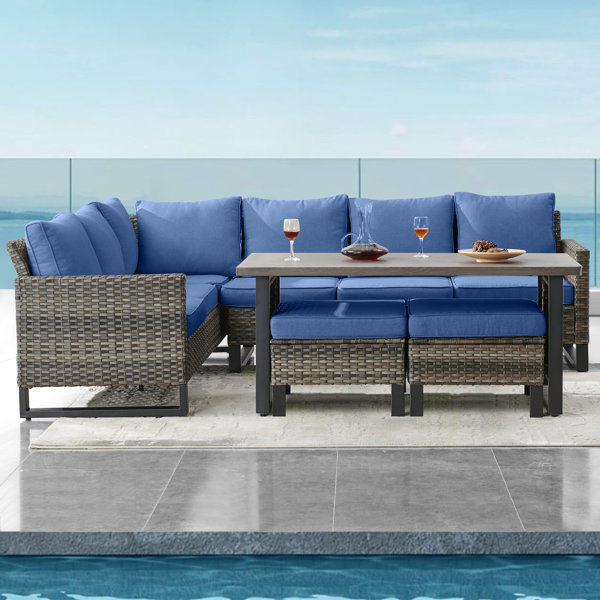 Latitude Run® Soyab Polyethylene (PE) Wicker 8 - Person Seating Group ...