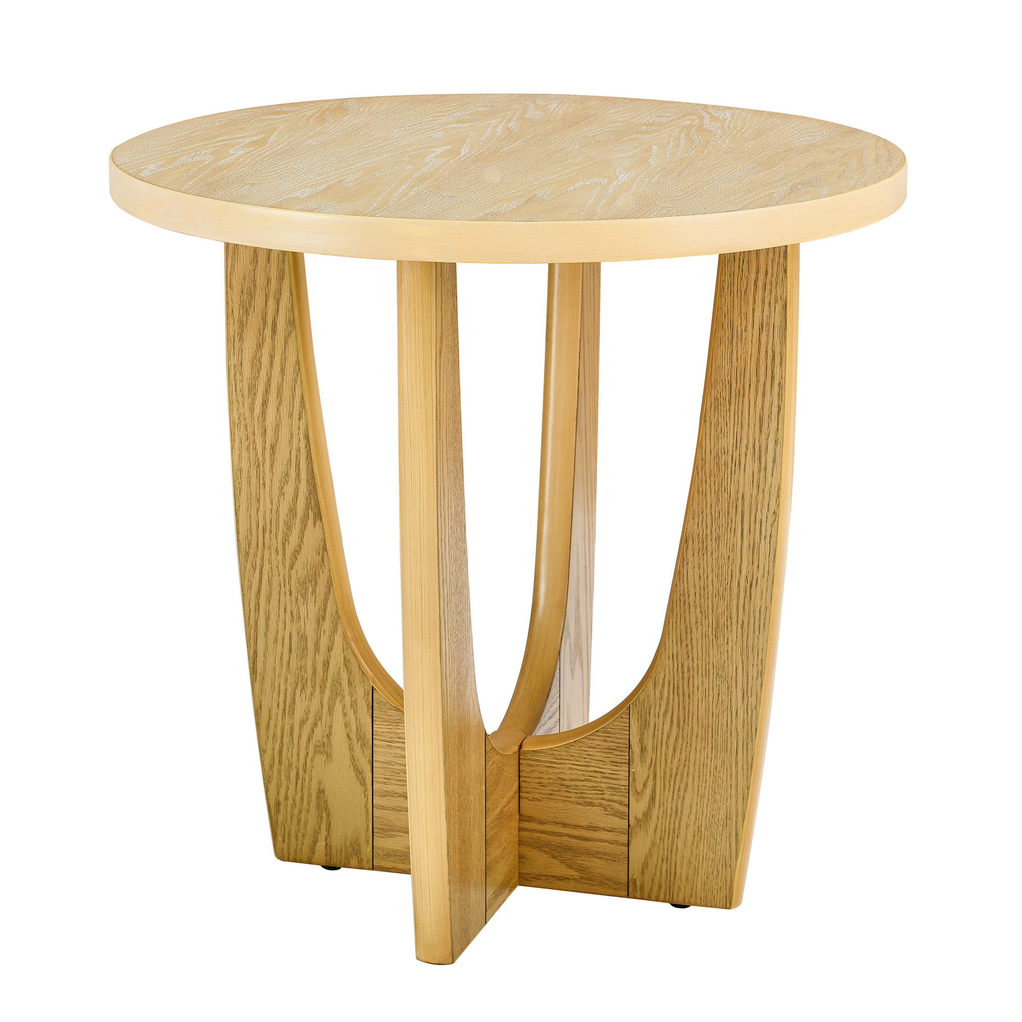 Latitude Run® " Round Oak Side Table: Versatile Wooden End Table ...