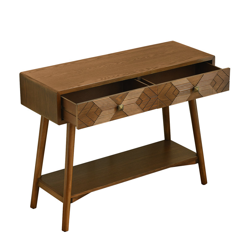 Millwood Pines Asante 39" Tall Walnut Console Table With Geometric ...