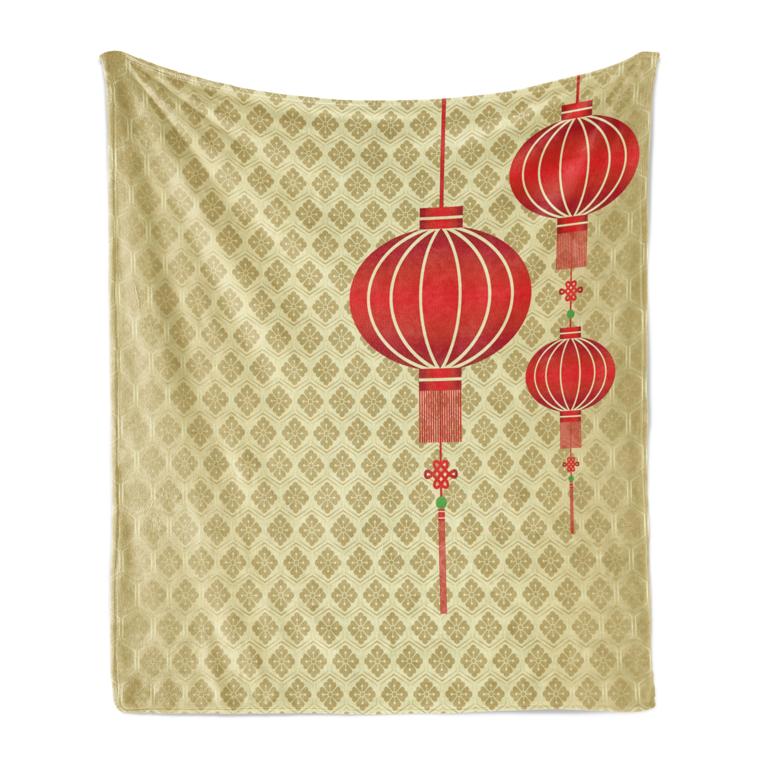 Ambesonne Asian Fleece Throw Blanket Chinese Baroque Art Pattern Earth ...