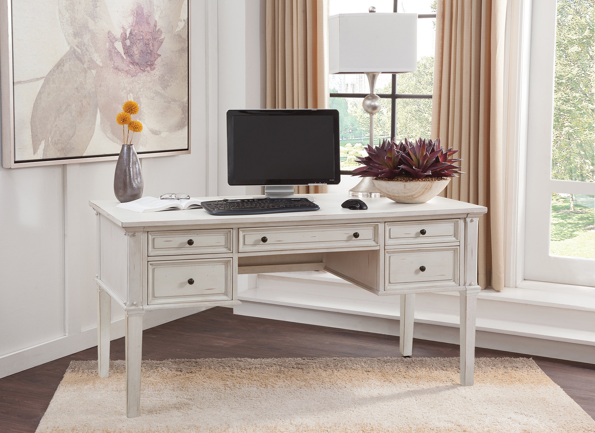 Laurel Foundry Modern Farmhouse® Ilfracombe Solid Wood Desk with Built ...