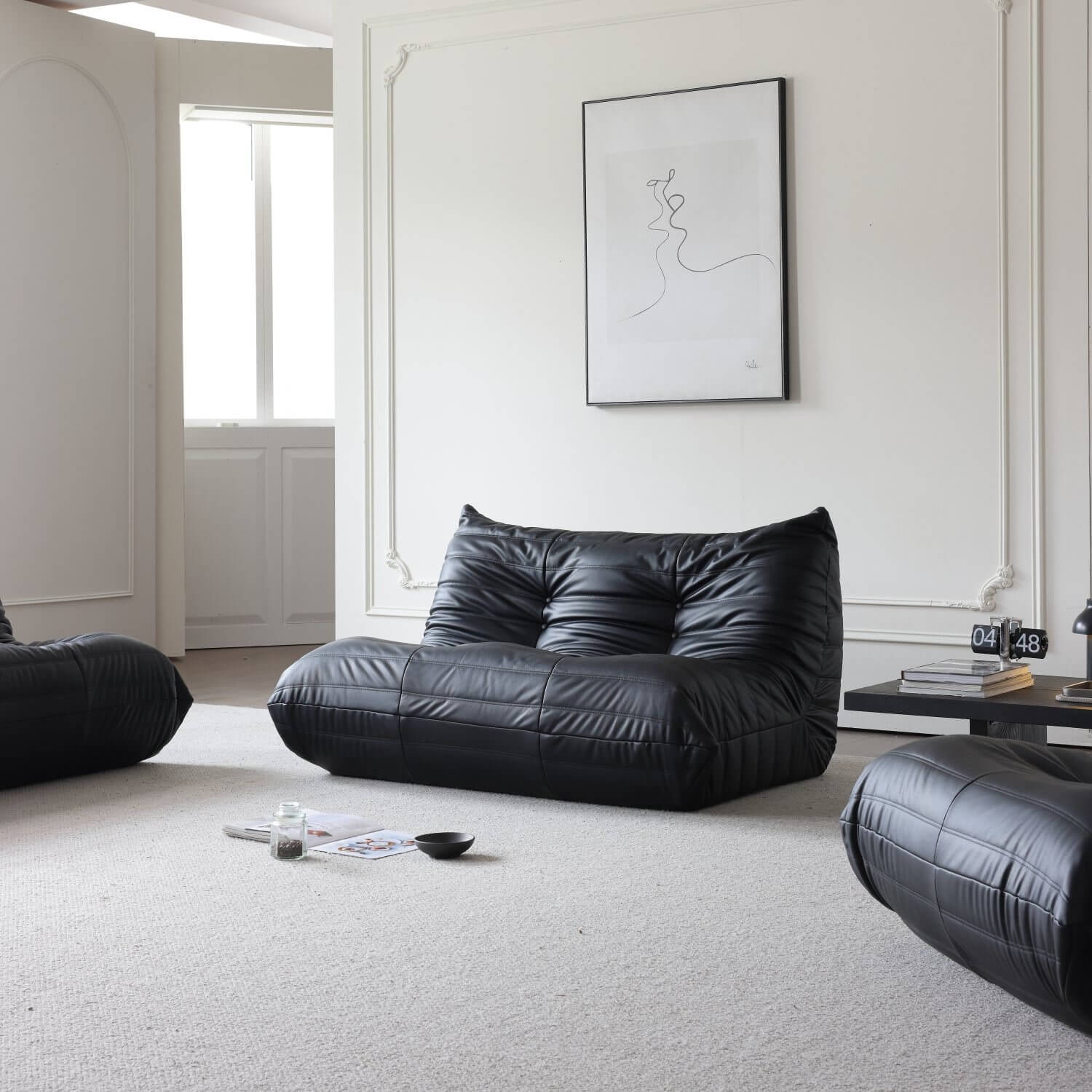 Trule Abbie 51.5'' Loveseat Lazy Leather Sofa Bean Bag Chair Floor Sofa ...