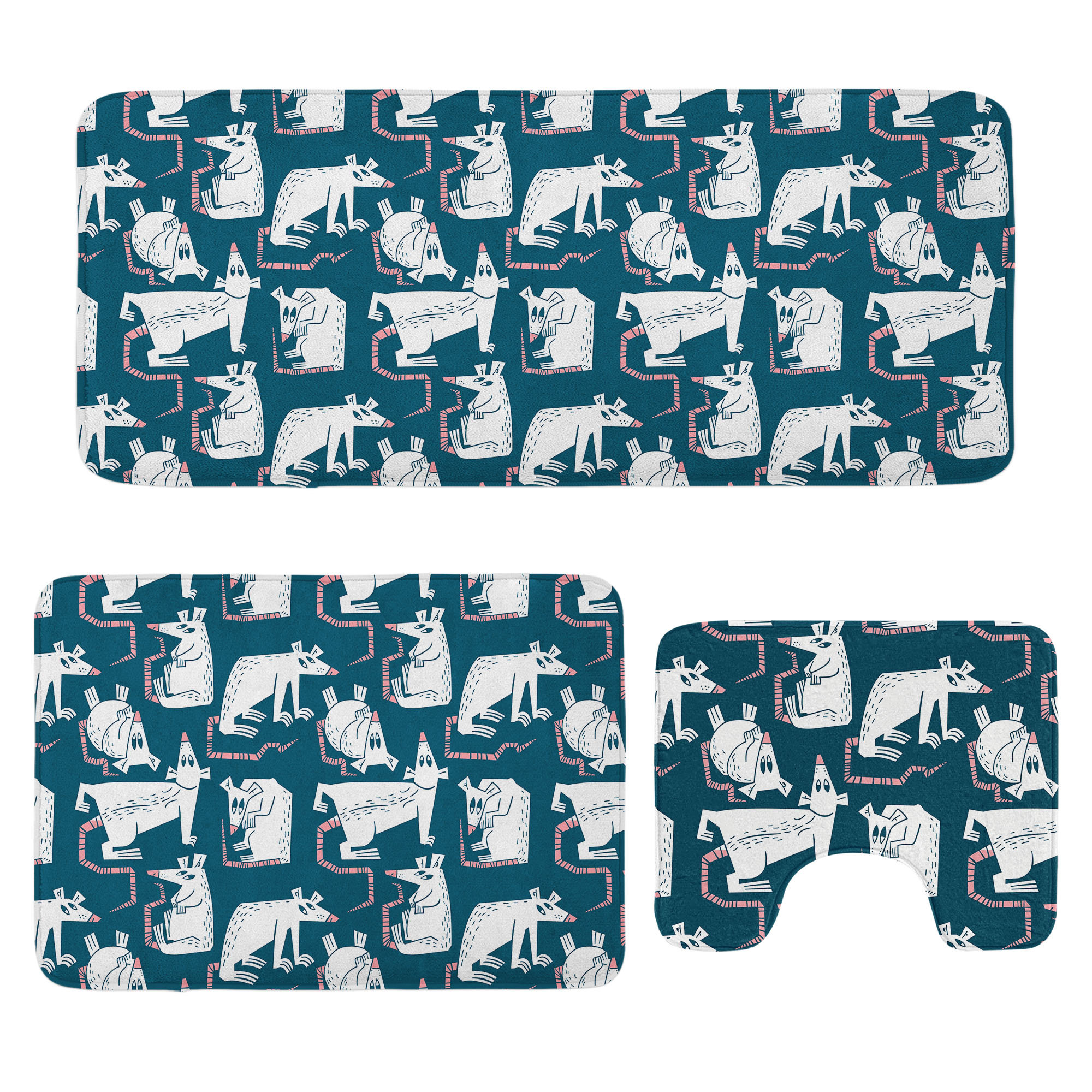 East Urban Home Rats Bathroom Rug Set 3 Pieces U-Shape & Rectangle Mats ...