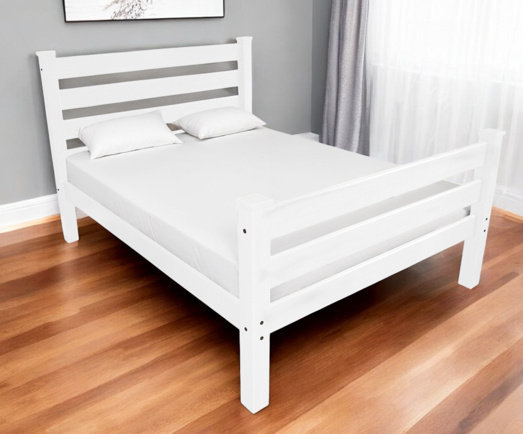 HomeRoots White Solid Wood Full Bed Frame - Wayfair Canada