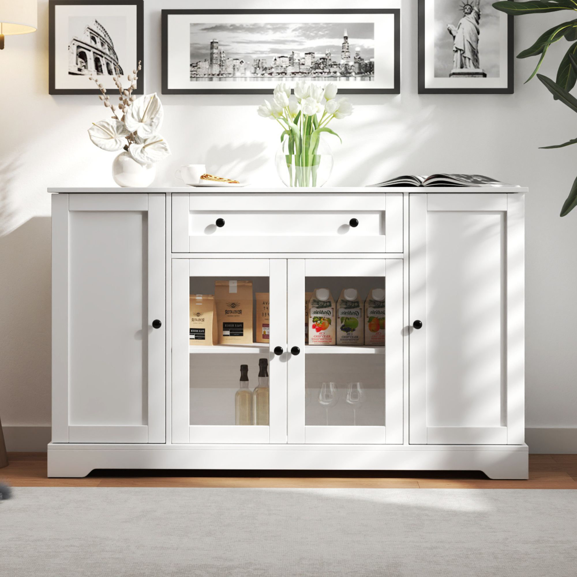 Winston Porter 54" Modern Stylish Coffee Bar Sideboard, Multifunctional ...
